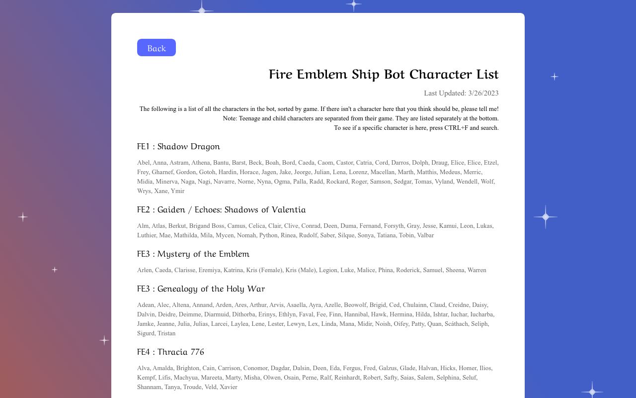 Fire Emblem Ship Bot (Characters)